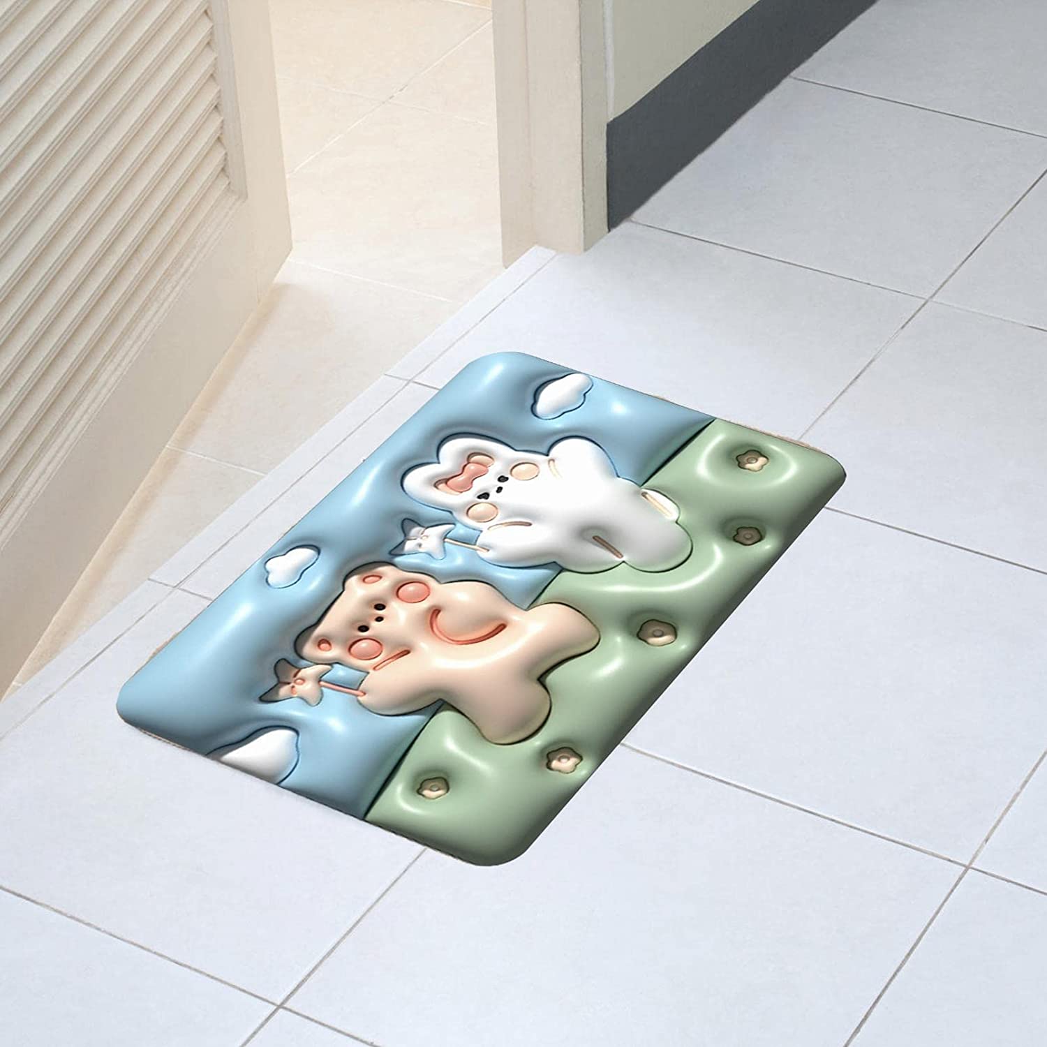 3D Visual Soft Anti-Slip Floor Mat 2 Bears Pattern - Tomatgo