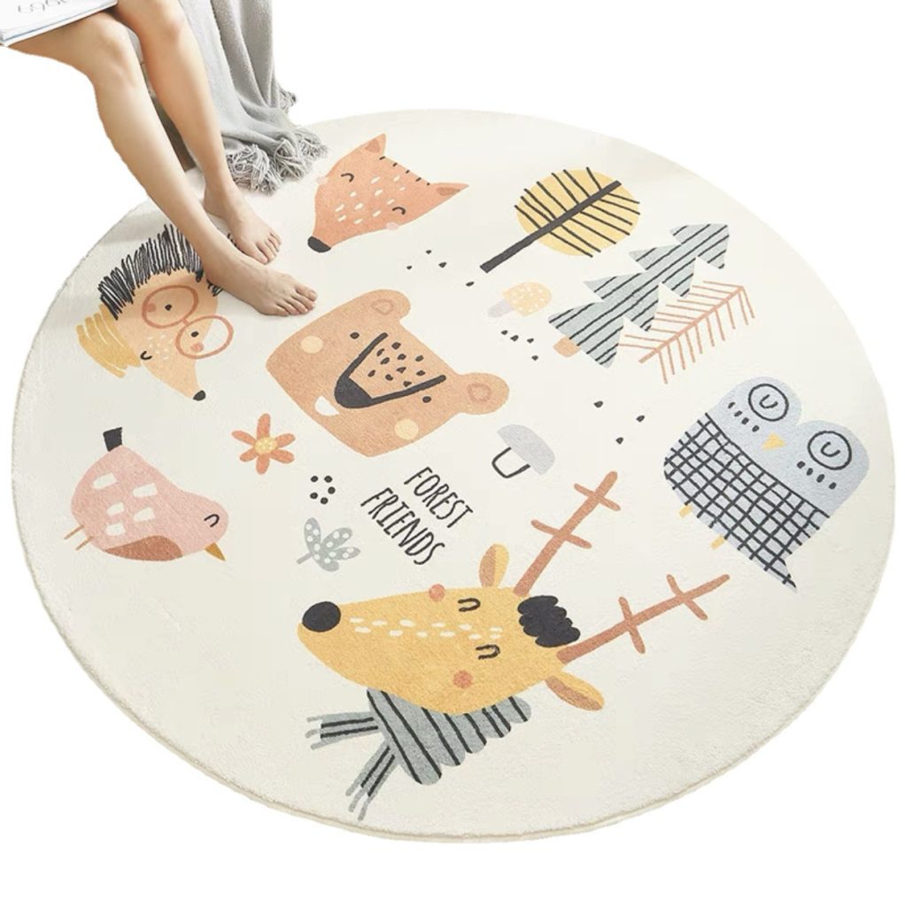 Round Cartoon Sherpa Soft Children Rug - Tomatgo