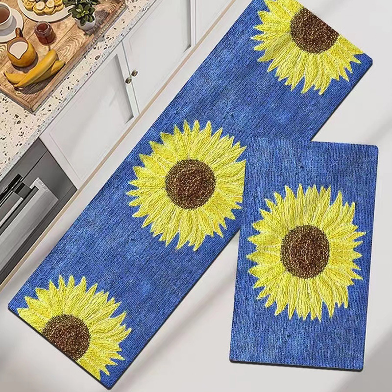 Kitchen Rugs Set 2 Piece Sunflower Pattern - Tomatgo