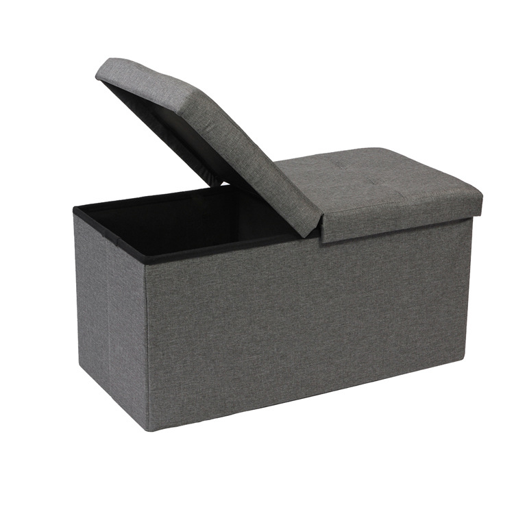 Folding Storage Chest with Flip-Up Lid, Gray - Tomatgo